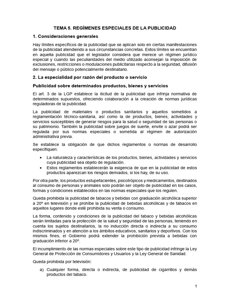 Derecho Tema 5 | PDF | Publicidad | Patrocinador (Comercial)