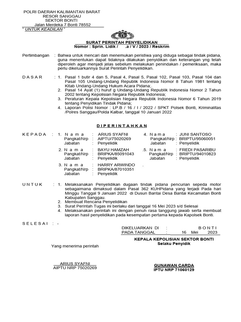 SP Gas Lidik 2022 | PDF