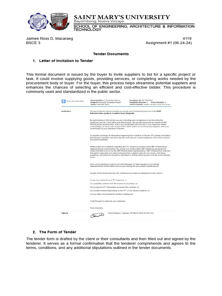 Assignment-Tender Documents | PDF | Procurement | Employment