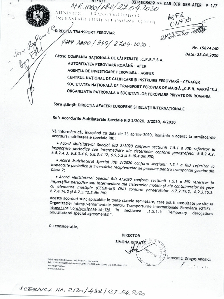 Acorduri Speciale RID 28.04.2020 | PDF