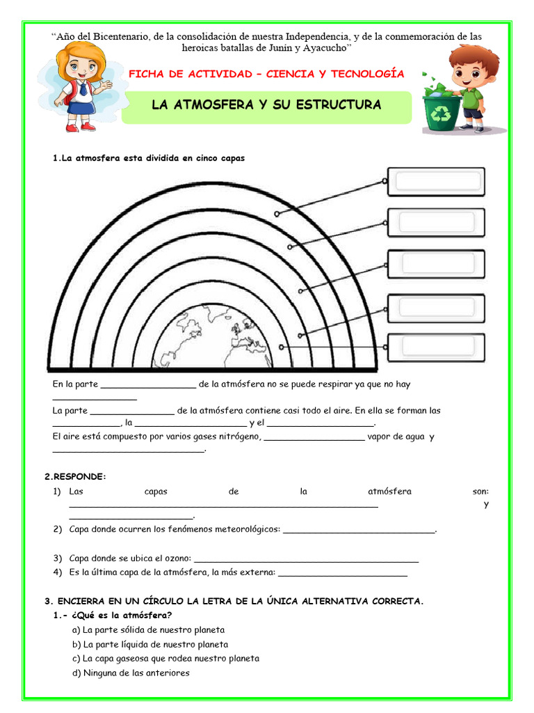 Ficha - Lun-Cyt-La Atmosfera y Su Estructura | PDF