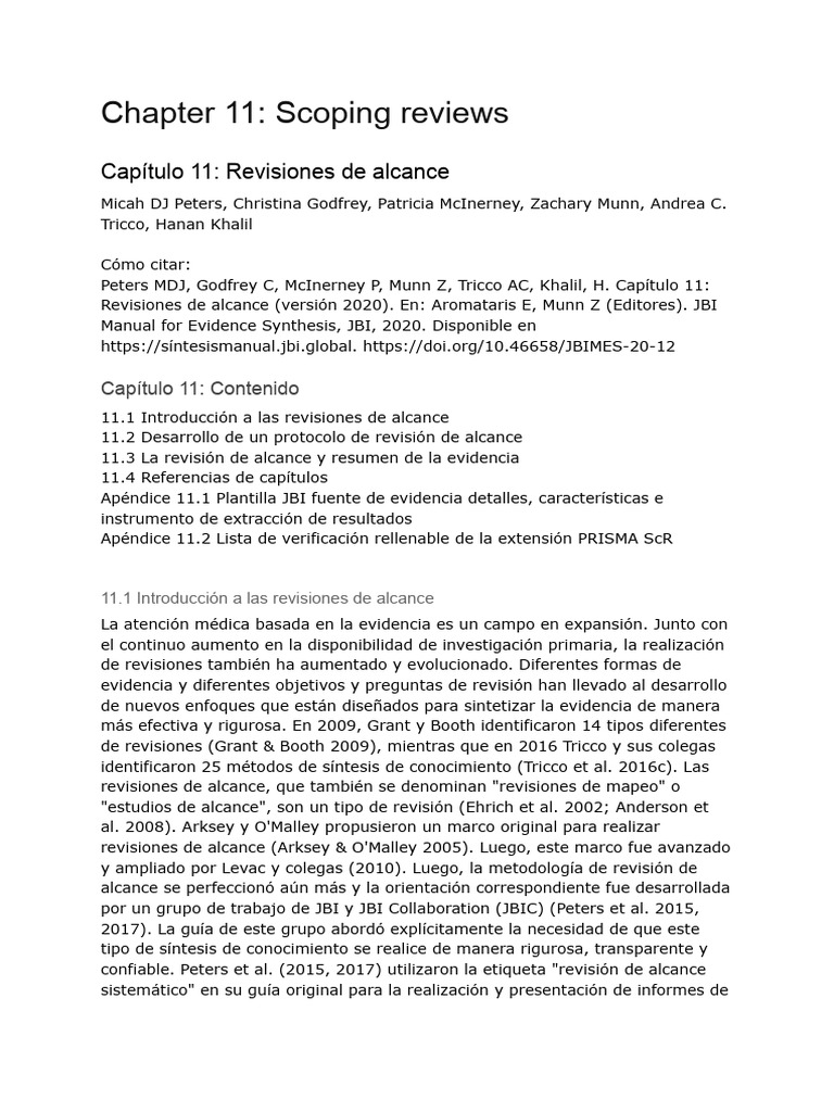 Chapter 11 - Scoping Reviews | PDF | Revisión sistemática | Investigación cuantitativa