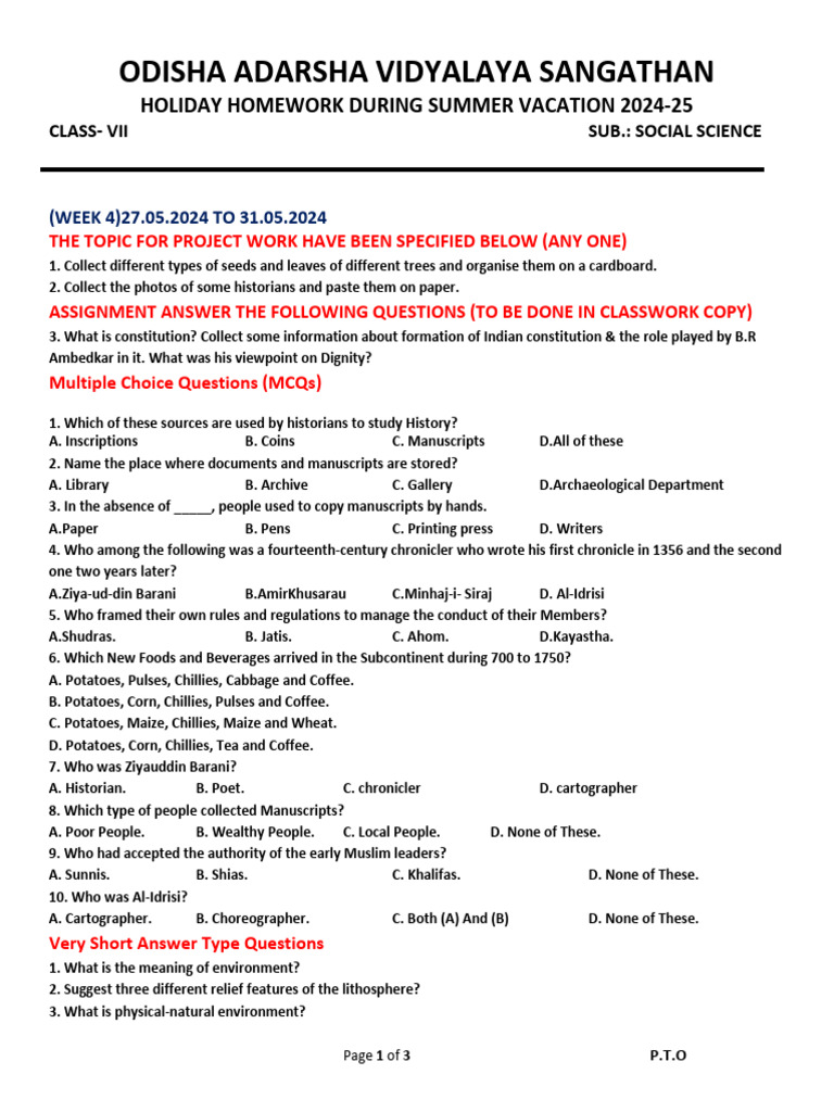 Class Vii - SST-1 | PDF | Social Science