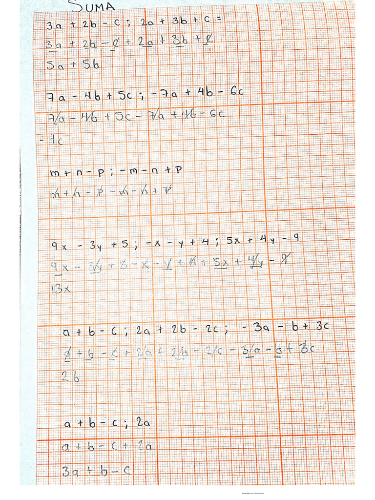Álgebra: Sumas | PDF