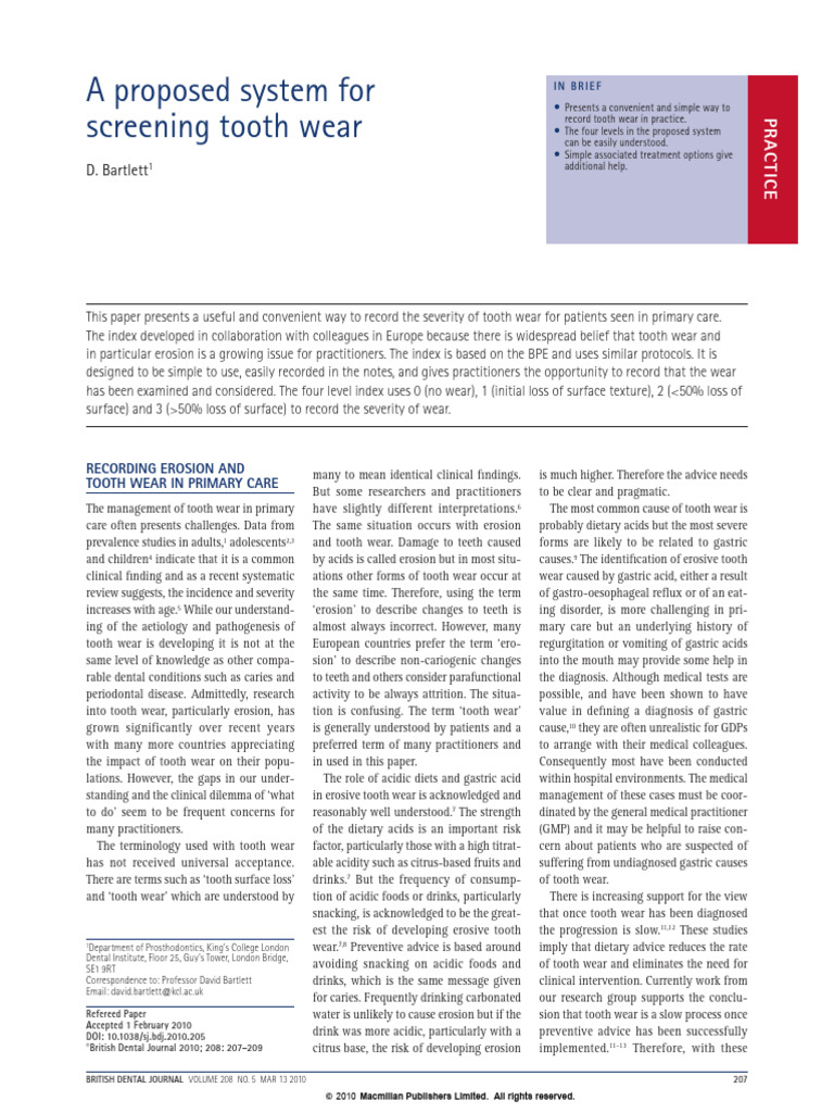 Tooth Wear Screening System Proposal | PDF | Human Tooth | Health Care