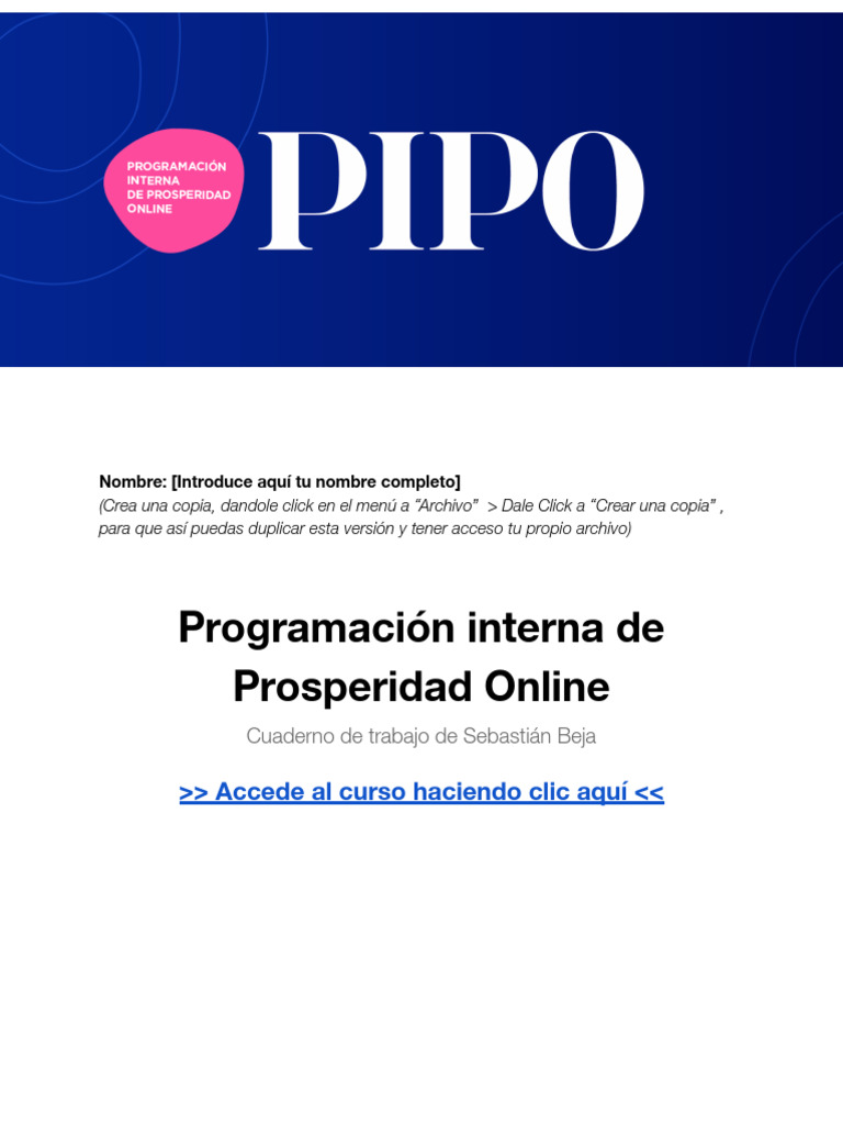 [TEMPLATE] PIPO - Workbook Español - Updated 2021 | PDF