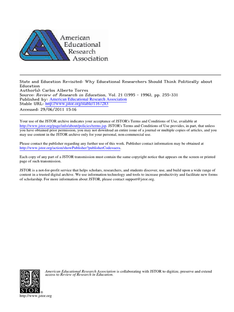 State and Education Revisited: Why Educational Researchers Should Think ...