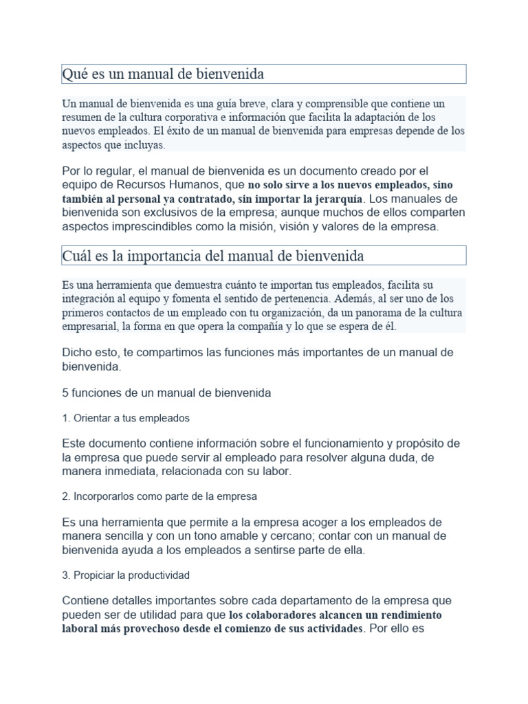 Qué Es Un Manual de Bienvenida | PDF | Business | Análisis FODA