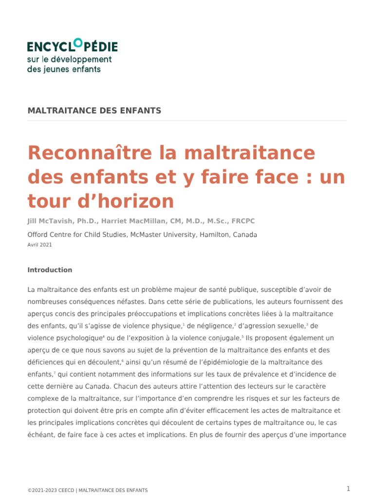 Comprendre la maltraitance des enfants | PDF | Abus sur mineur | La ...