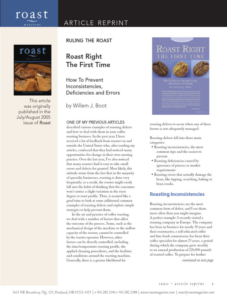 Roast Right The First Time | PDF | Coffee