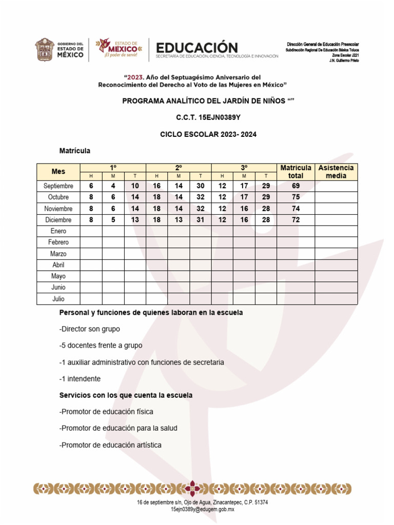 Programa Analitico 2023 2024 Correcto | PDF | Educación de la primera infancia | Educación primaria