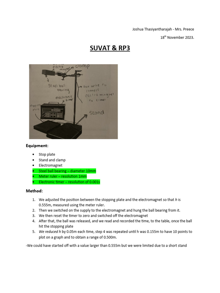 Physics RP3 Report | PDF | Acceleration | Physics