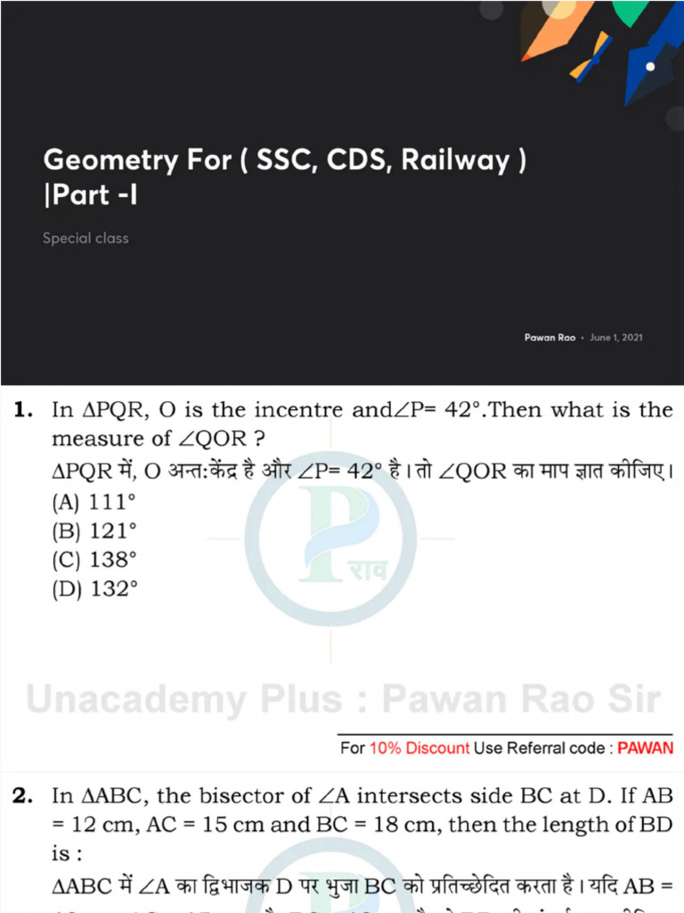 Geometry For SSC CDS Railway Part I No Anno | PDF