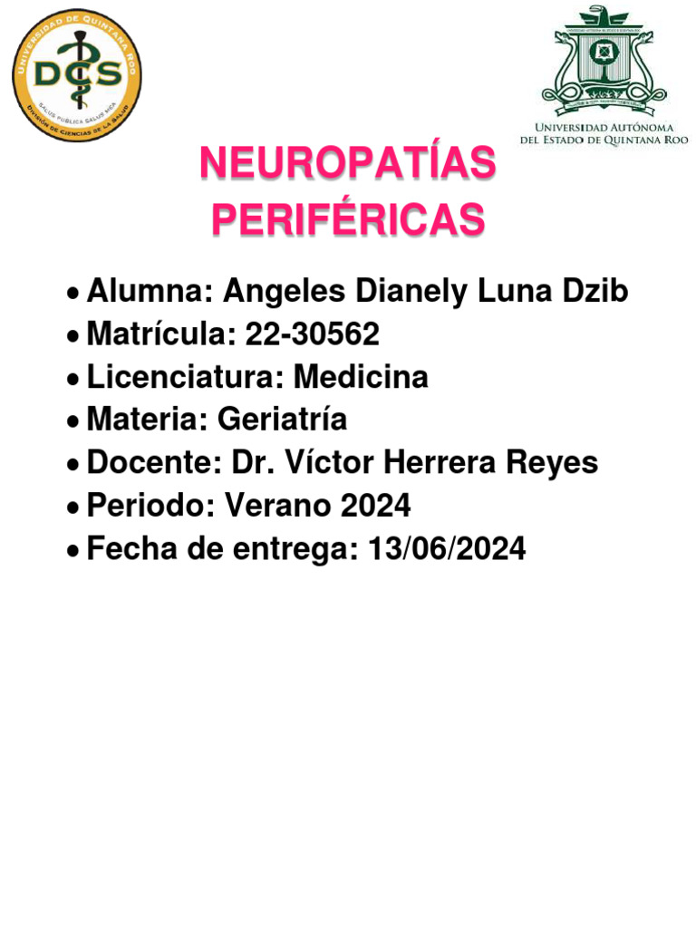 Neuropatías Periféricas | PDF | Nervio | Enfermedades y trastornos humanos