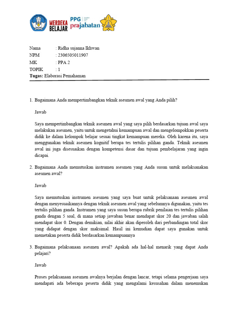 Elaborasi t1 Ppa | PDF