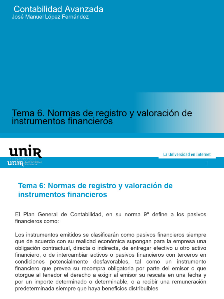 Tema 6a Normas Instrumentos Financieros Pasivos Financieros | PDF | Interés | Crédito