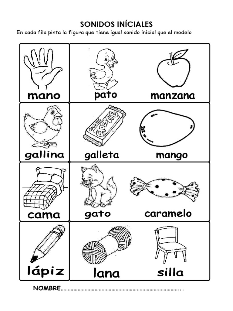 Escribir Sonido Inicial | PDF