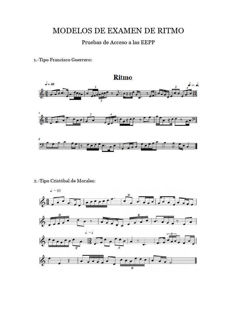 Modelos de Examen de La Prueba RITMO | PDF