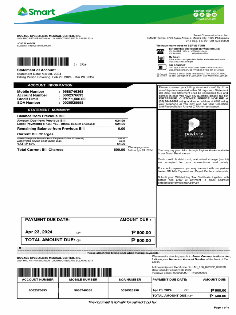 PDF.pldt March 2024 | PDF | Cheque | Payments