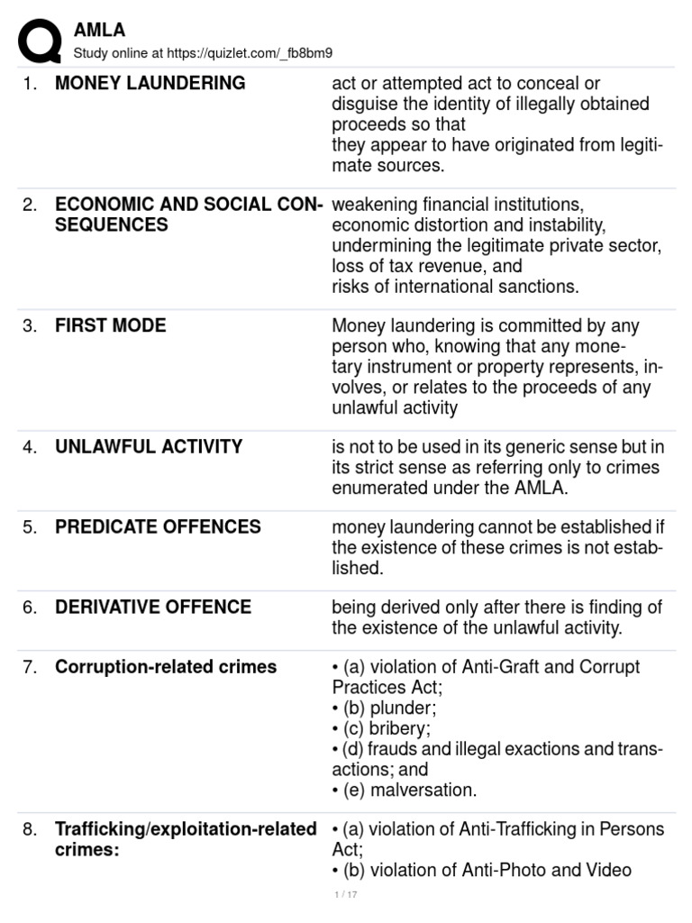 Amla Summary | PDF | Money Laundering | Securities (Finance)