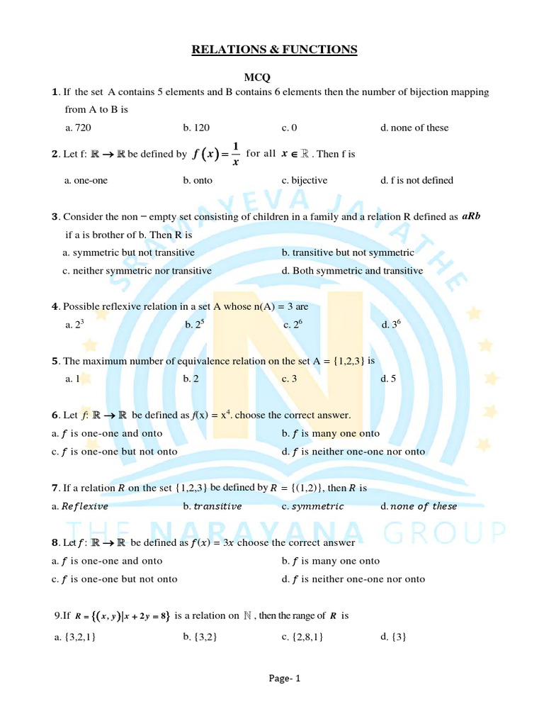 1.relations and Functions | PDF | Function (Mathematics) | Matrix ...