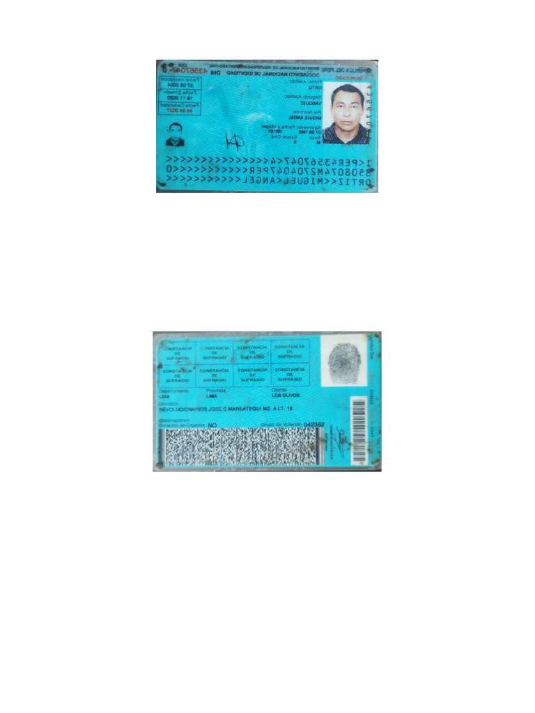 Dni Miguel Angel Ortiz Vasquez | PDF