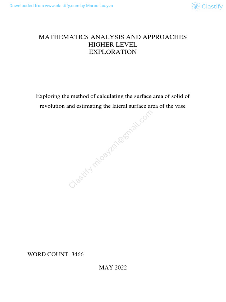 Exploring the method of calculating the surface area of solid of revolution and estimating the ...