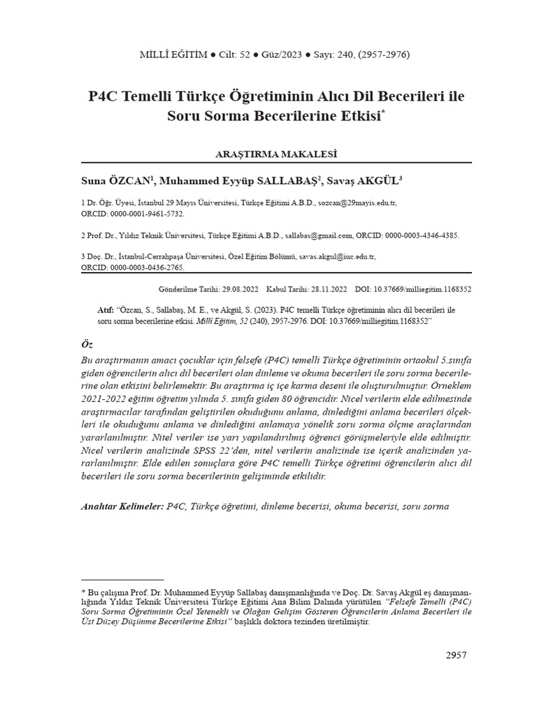 P4C Ve Dinleme Okuma Soru Sorma | PDF