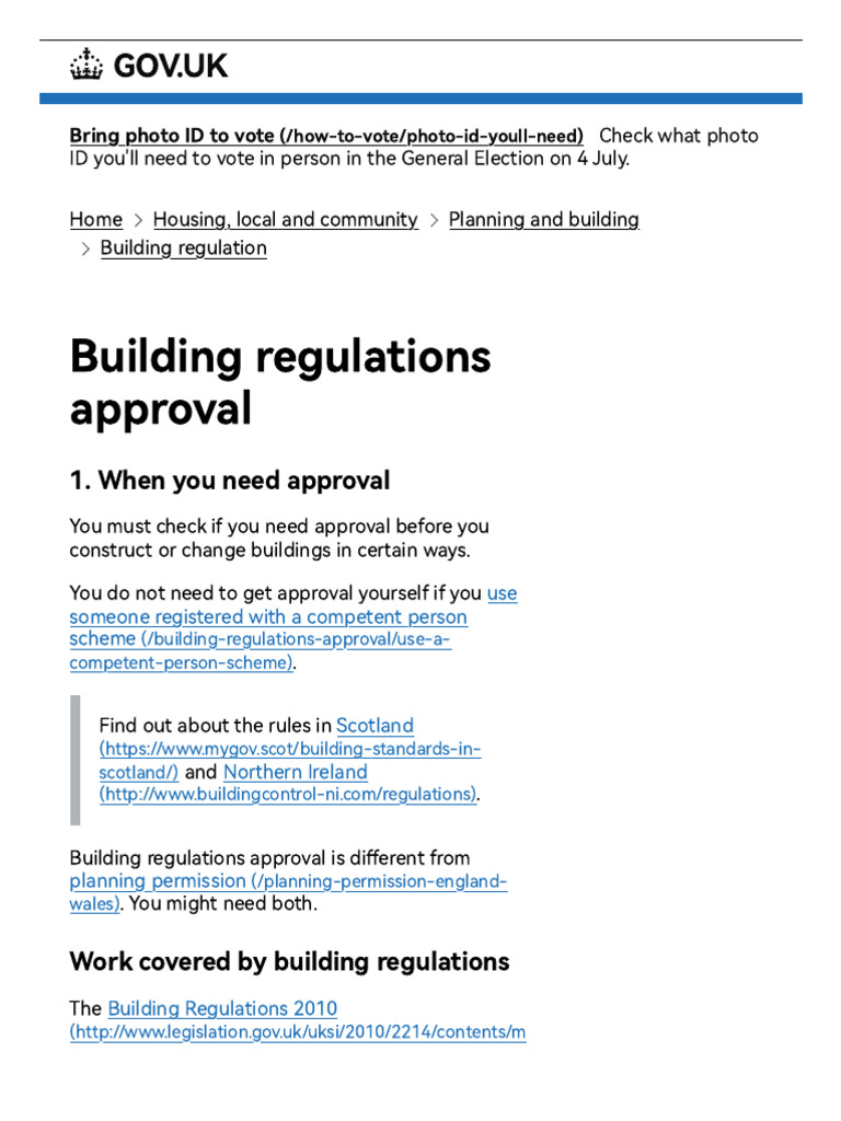 Print Building Regulations Approval - When You Need Approval - GOV - Uk ...