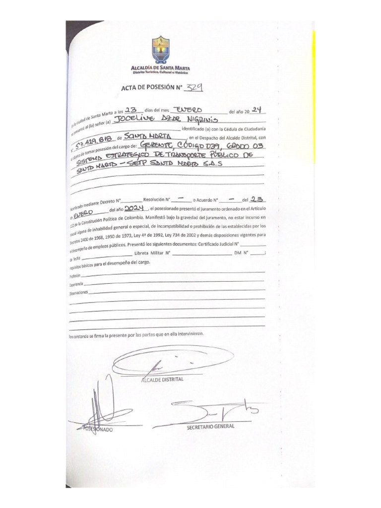 Acta de Posesión Joceline Azar-SETP | PDF