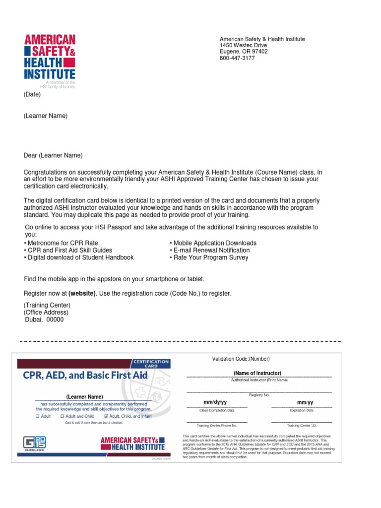 ASHI BLS Certification Confirmation | PDF | Business