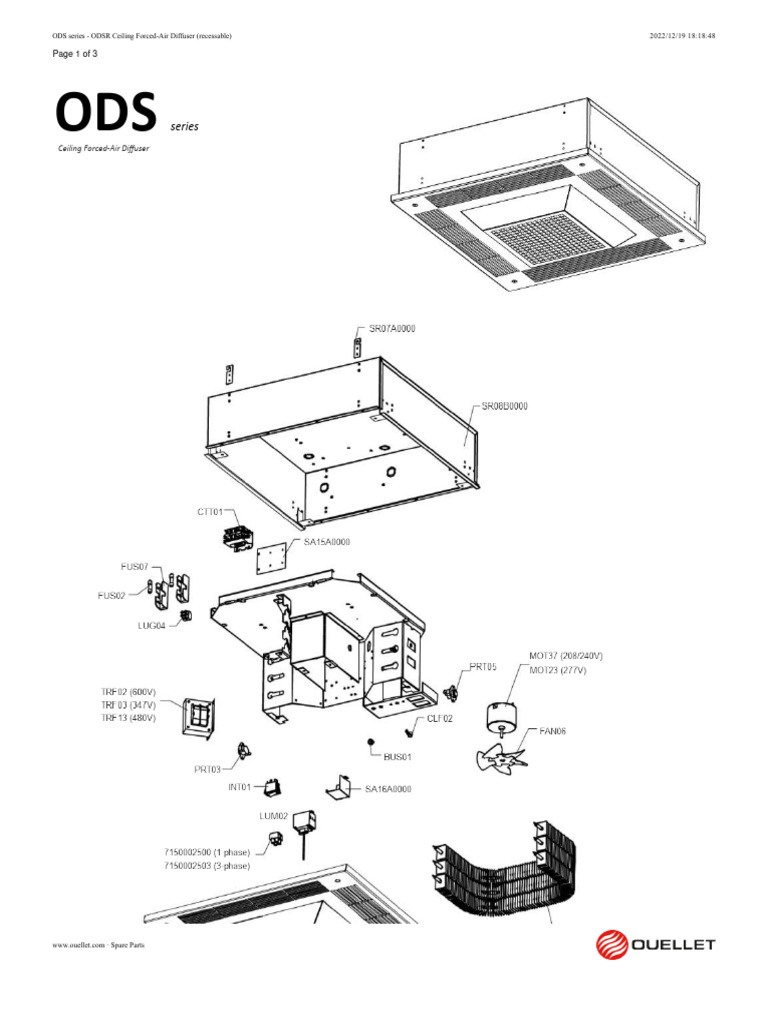Parts Ods Odsr Ceiling Forced-Air Diffuser Recessable | PDF ...