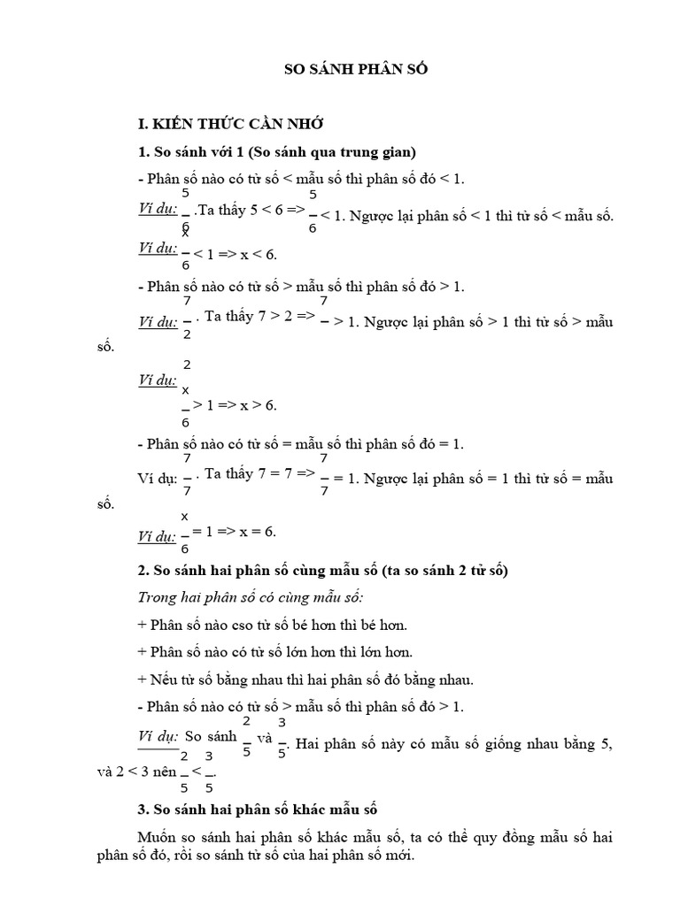 Chuyen de So Sanh Hai Phan So | PDF