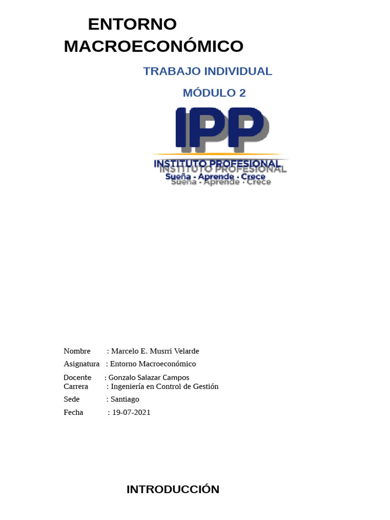 ENTORNO MACROECON MICO Trabajo Individual m2 MM | PDF | Balance de pagos | Balance ...