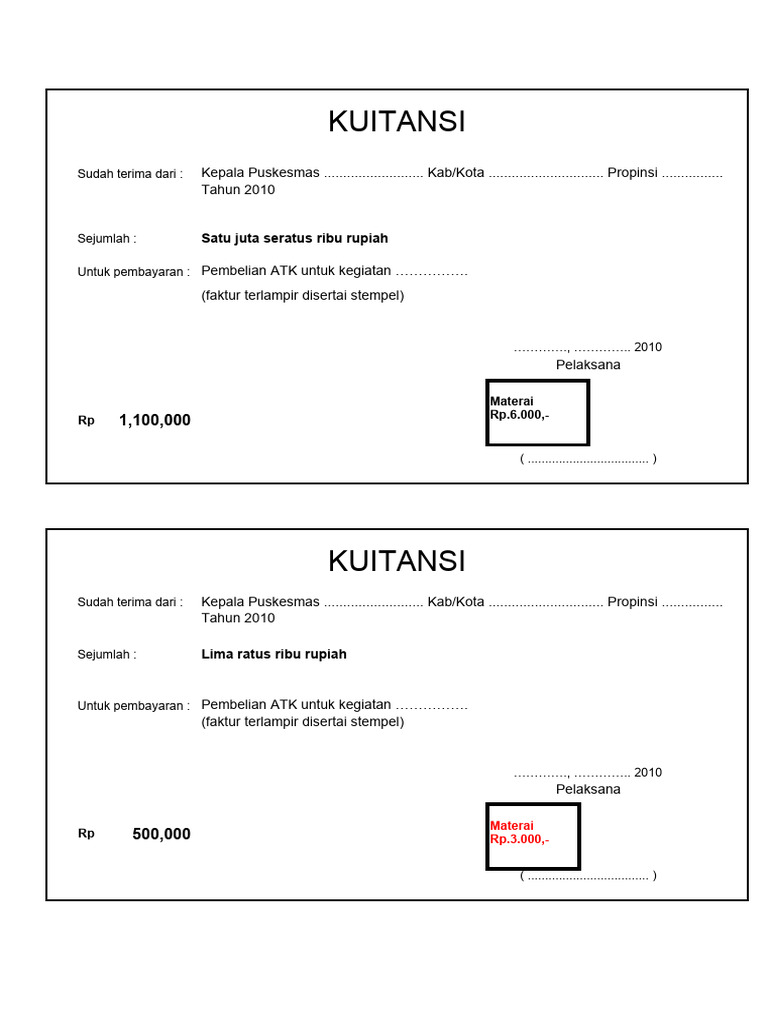 Contoh Kuitansi | PDF