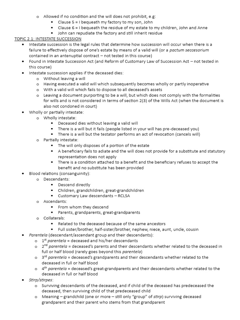 Law of Succession - Intestate Succession (Intro, Vesting and Children ...