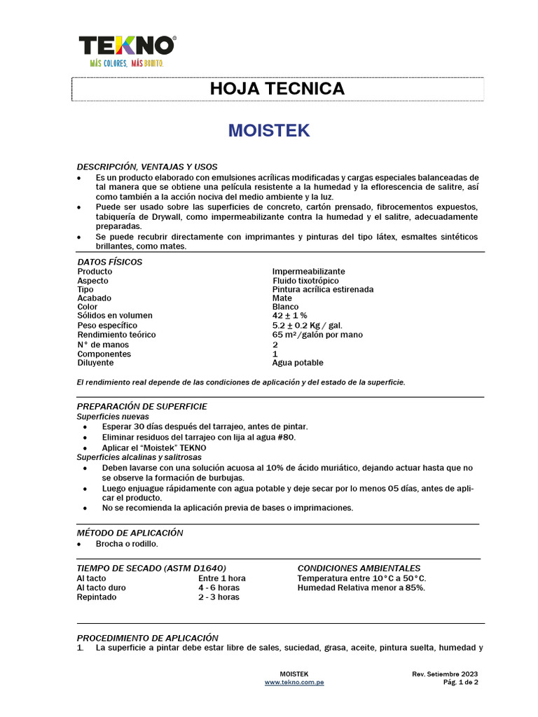 HT Moistek | PDF | Pintar | Agua