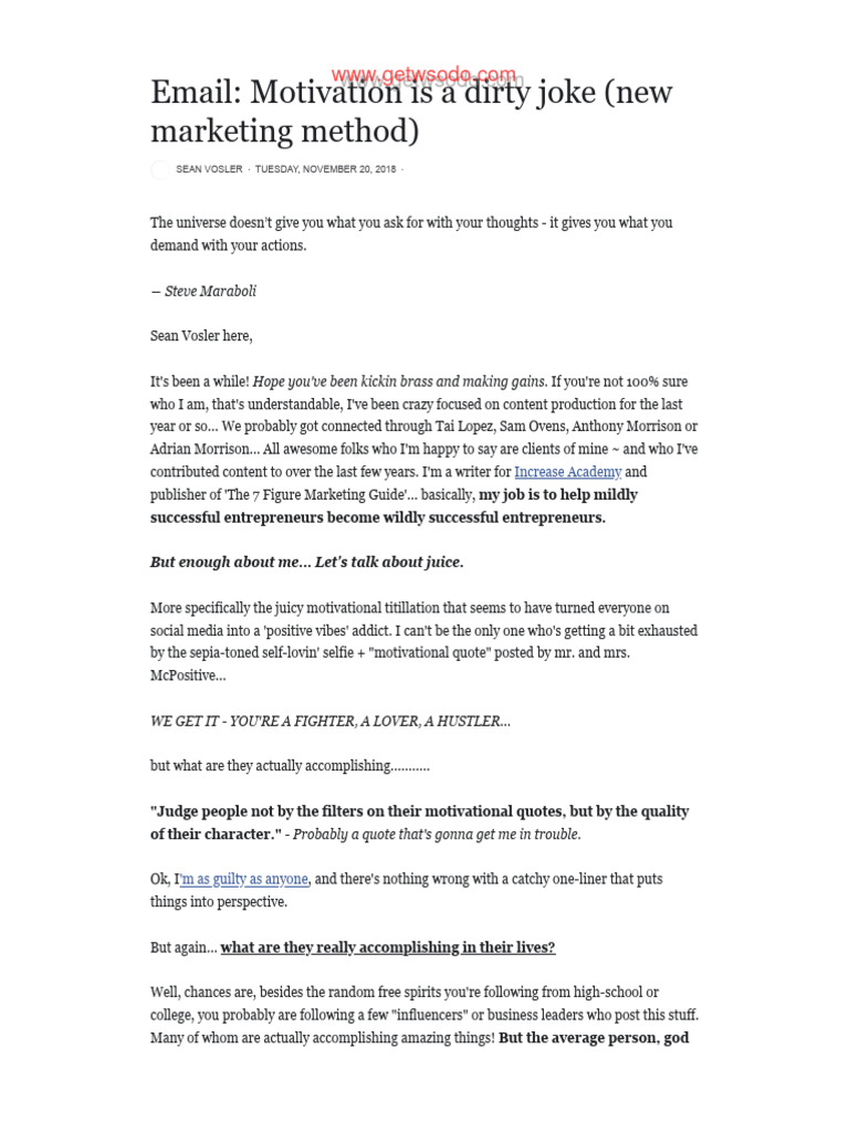 Email Motivation: A Marketing Perspective | PDF | Career & Growth ...
