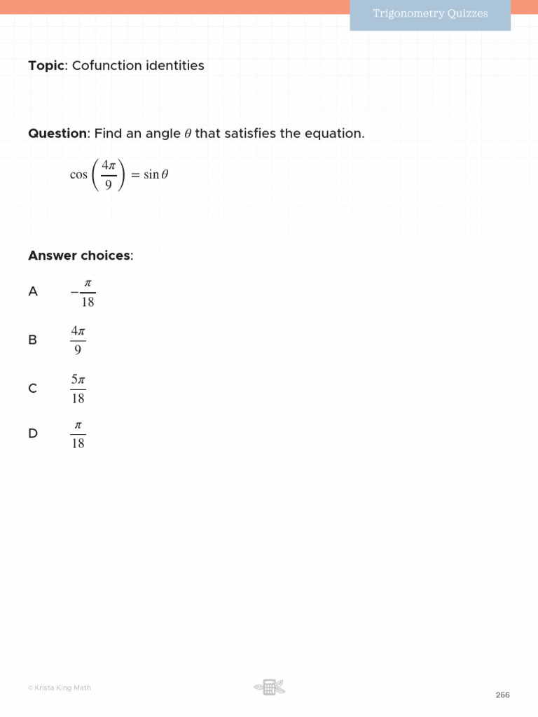 Cofunction Identities and Angle Solutions | PDF | Trigonometric ...