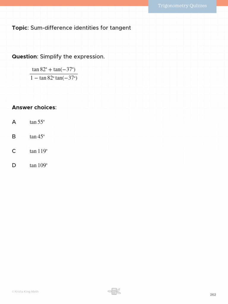 03 Sum-Difference Identities For Tangent | PDF | Trigonometric ...