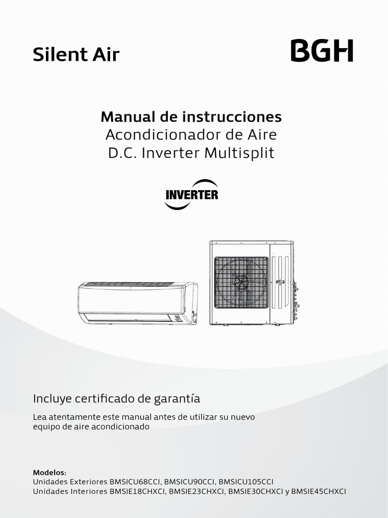Manual Multisplit BGH Serie CHXCI Bambú | PDF | Enchufes y tomas de corriente alterna | Bomba