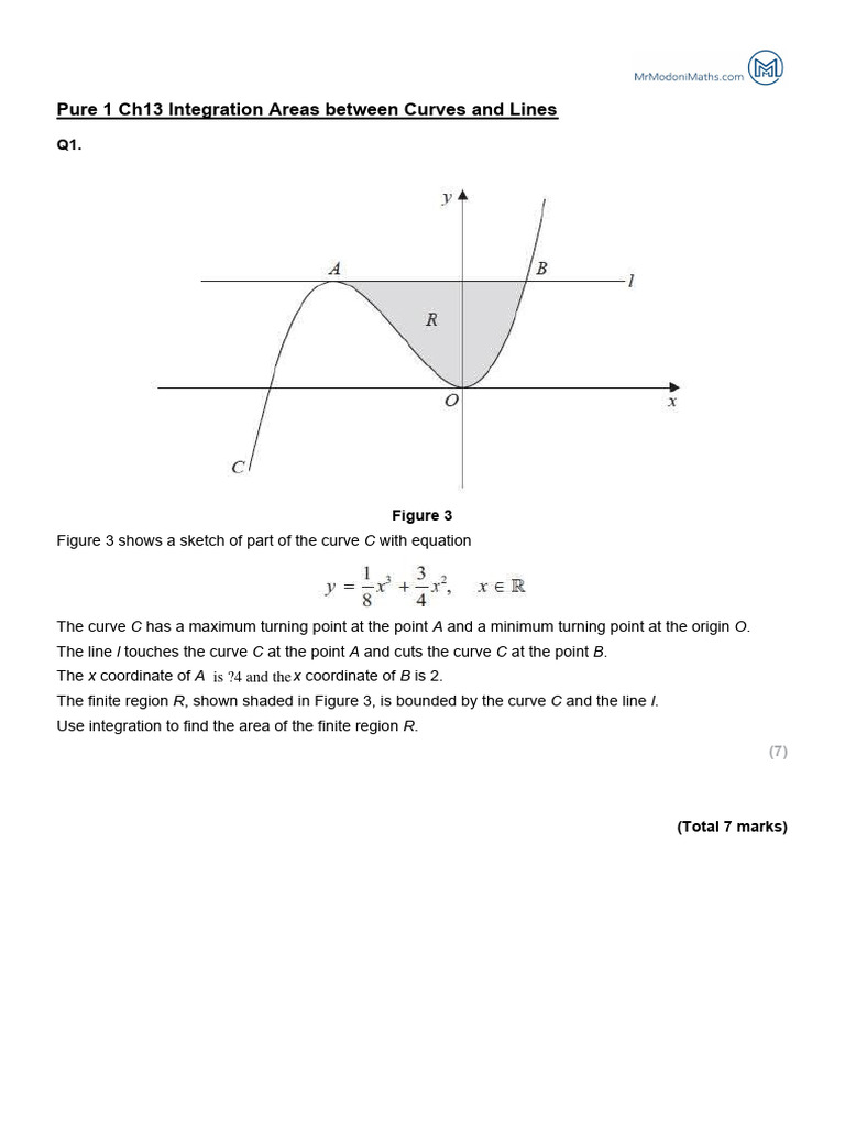 Pure 1 Ch13 Integration Areas Between Curves and Lines | Download Free ...