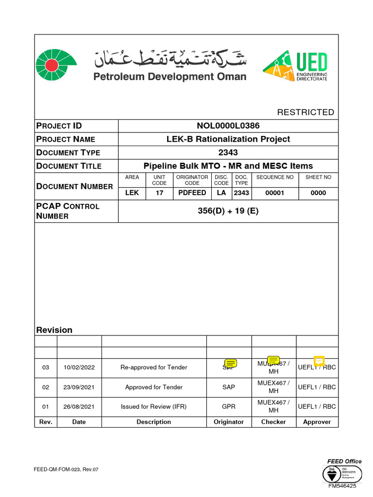 Pipeline Bulk MTO for LEK-B Project | PDF | Pipe (Fluid Conveyance ...