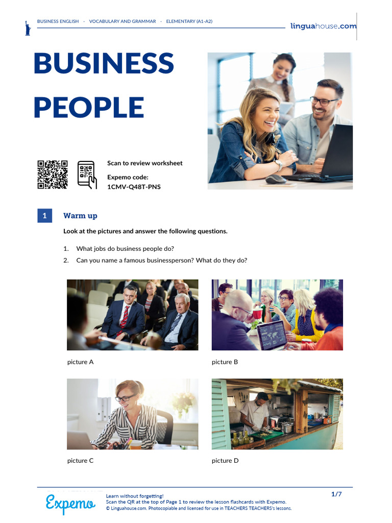 Business English Vocabulary A1-A2 | PDF | Subject (Grammar) | Vocabulary