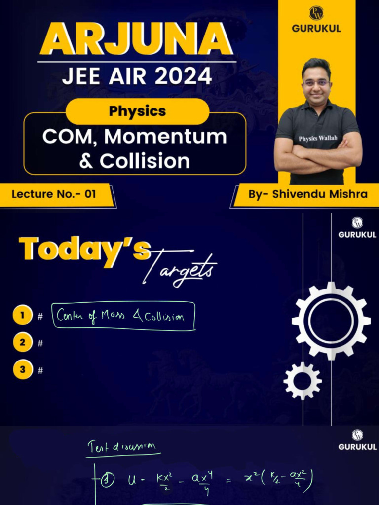 Center of Mass 01 - Class Notes - Arjuna JEE 2024 | PDF