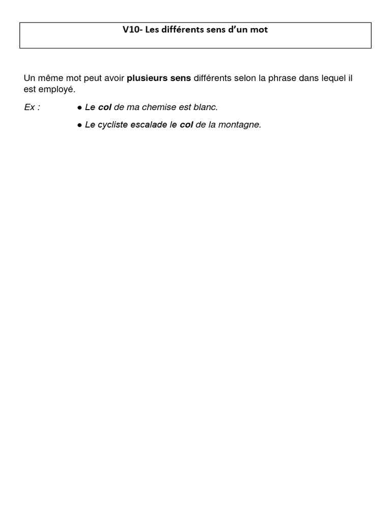 Sens multiples des mots en français | PDF