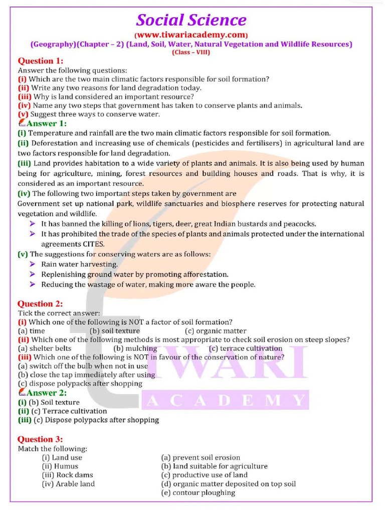 Smriti Sharma Class 8 Geography 2 ND Chapter | PDF | Soil | Water