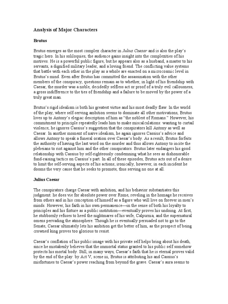 Analysis Of Major Characters Pdf Marcus Junius Brutus The Younger