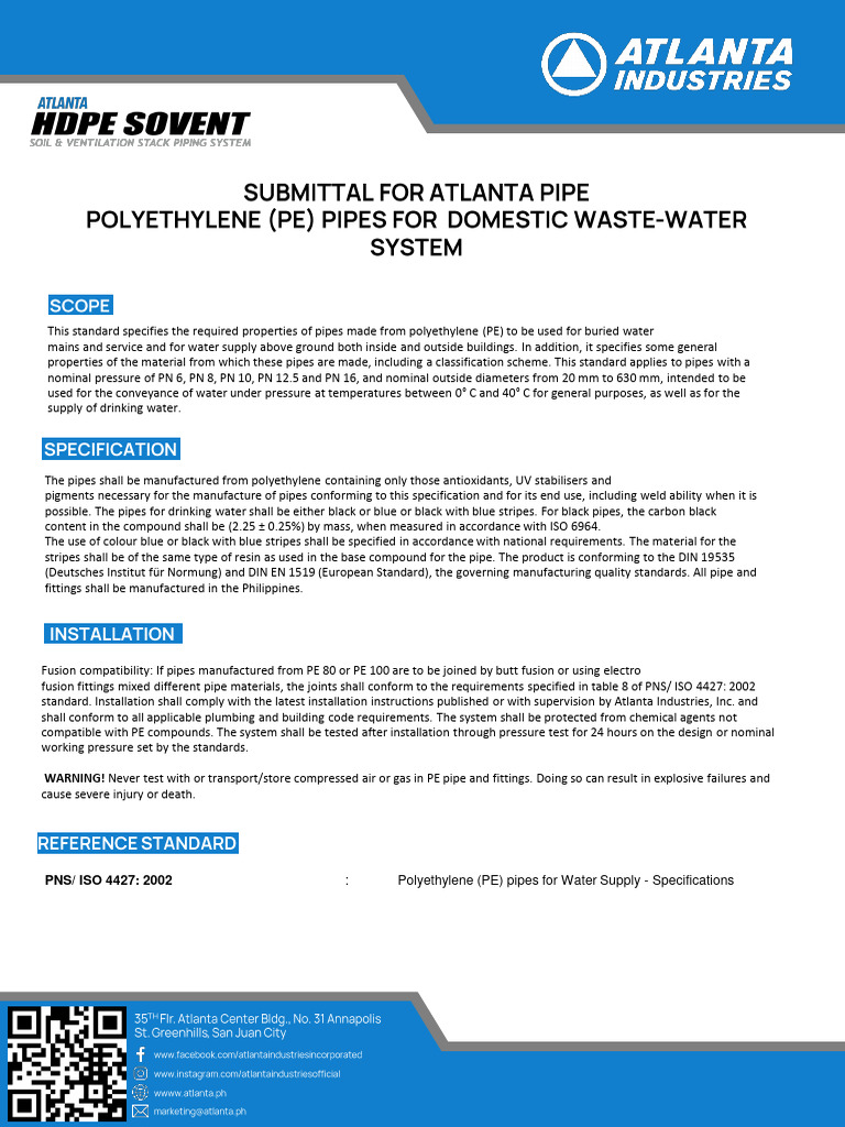 Sovent | PDF | Pipe (Fluid Conveyance) | Materials