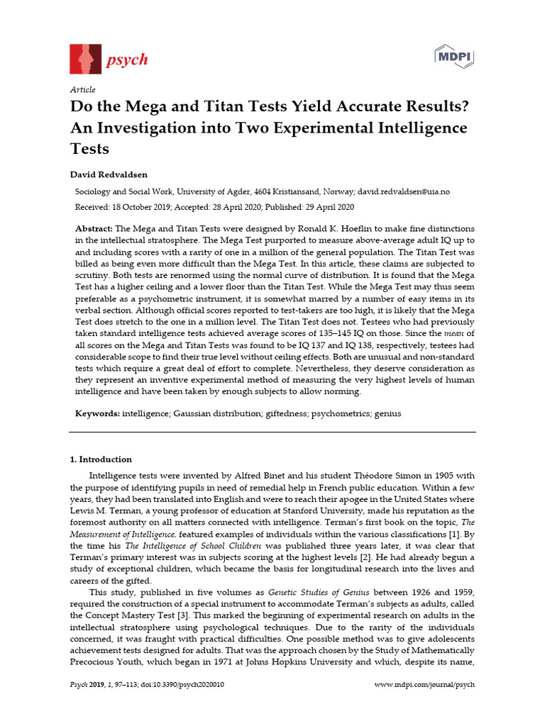 Do The Mega and Titan Tests Yield Accurate Results | PDF | Intelligence ...